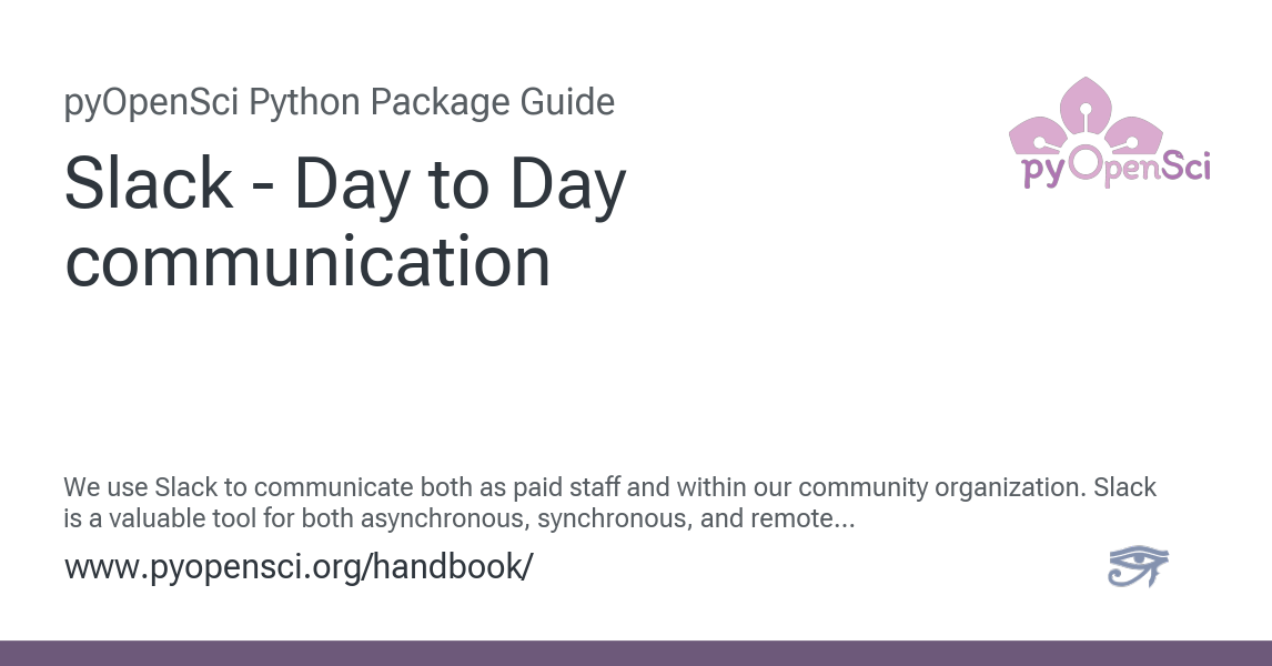 Slack - Day to Day communication — pyOpenSci Handbook