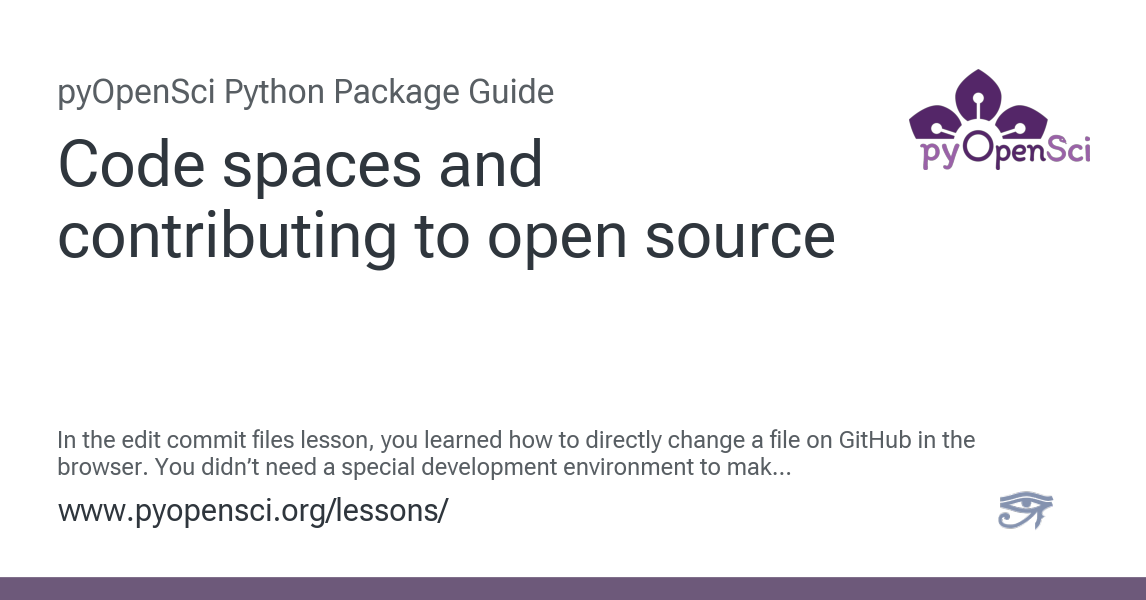 Code Spaces And Contributing To Open Source — Pyopensci Lessons 3623