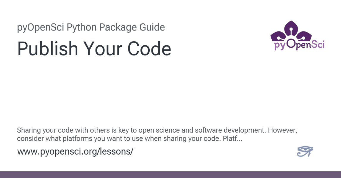 Publish Your Code — pyOpenSci Lessons
