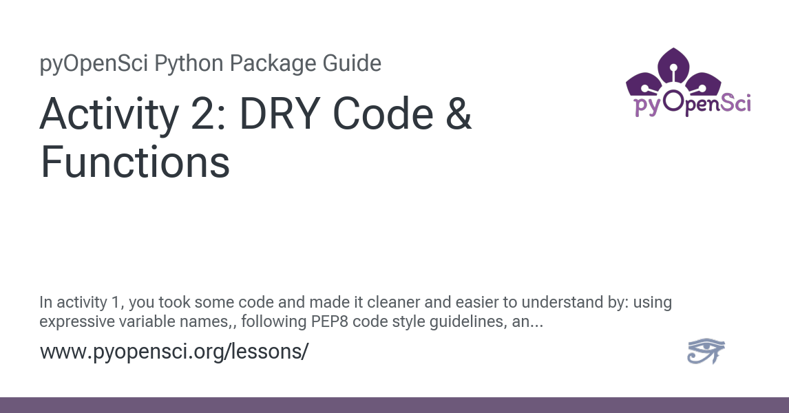 Activity 2: DRY Code & Functions — pyOpenSci Lessons