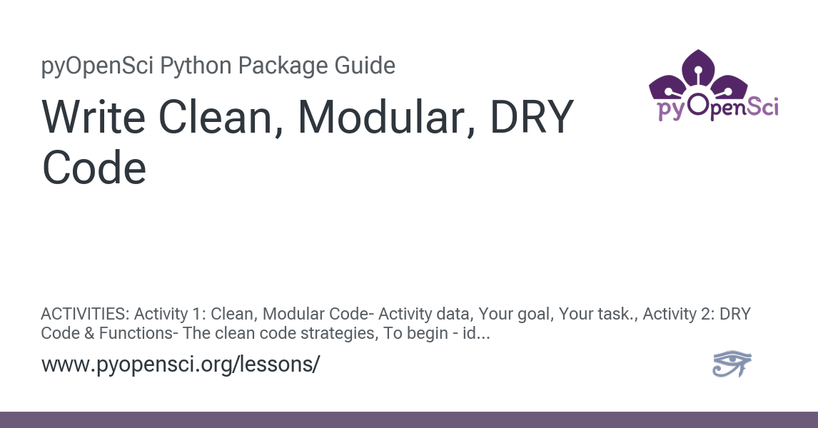 Write Clean Modular Dry Code — Pyopensci Lessons 5874