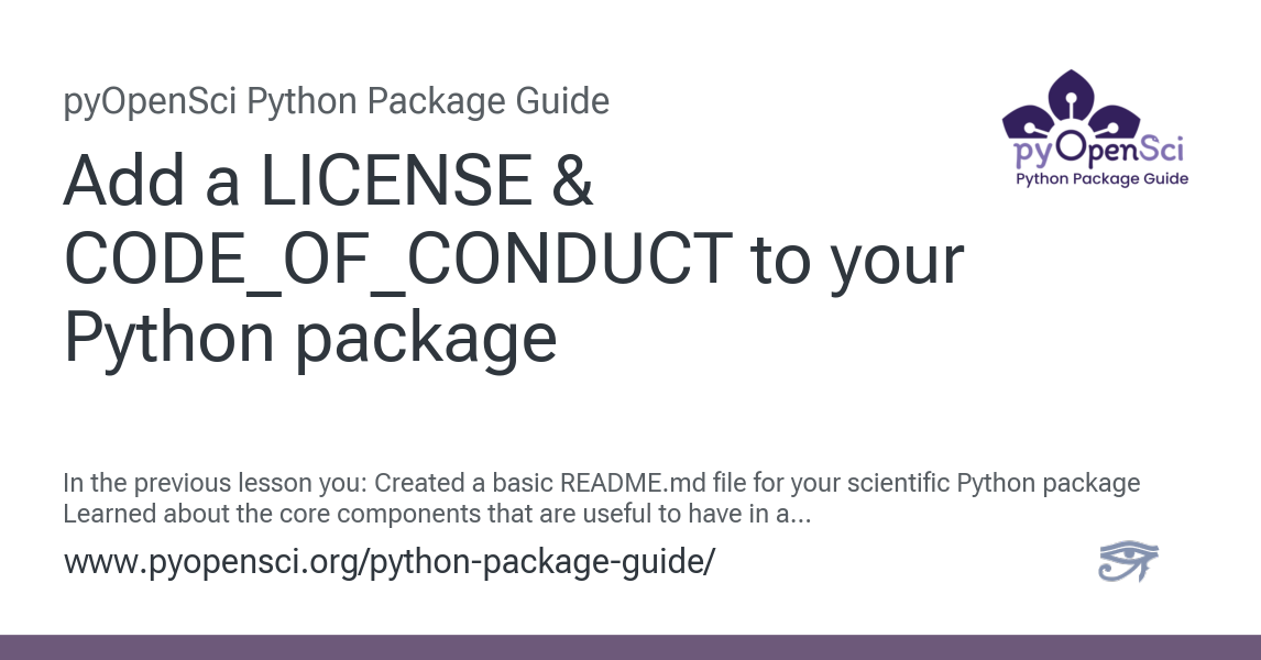 Add A License And Codeofconduct To Your Python Package — Python Packaging Guide